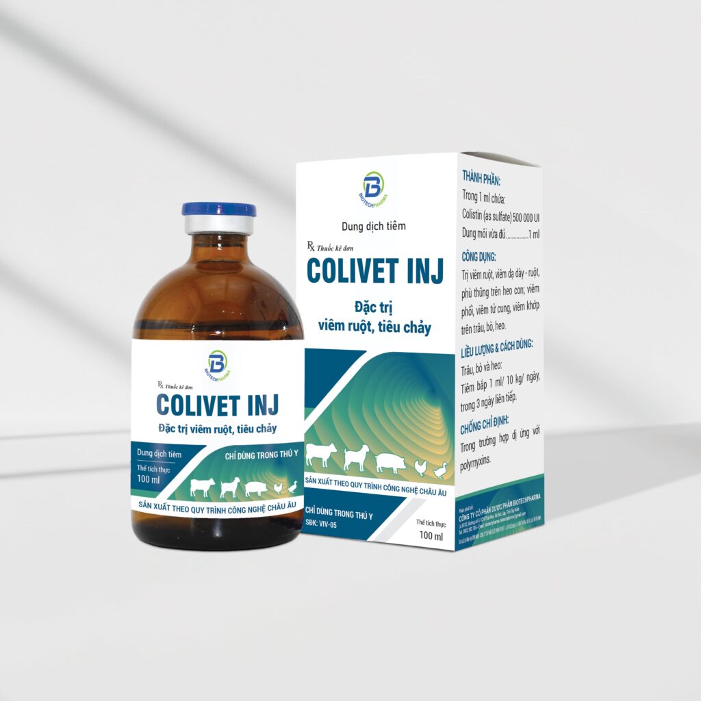 COLIVET INJ – Thuốc đặc trị viêm ruột, tiêu chảy, viêm phổi, viêm tử ...